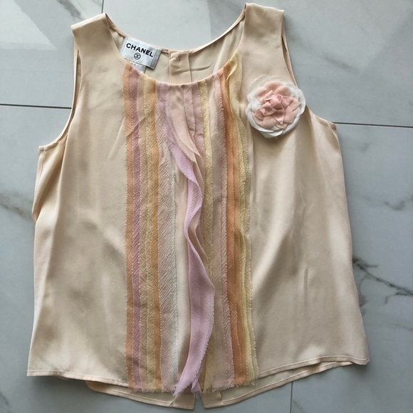 CHANEL | Tops | Chanel Silk Sleeveless Top | Poshmark